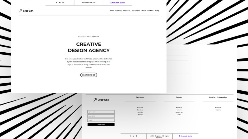 Minimal Header & Footer Combo Design Made with Divi’s Theme Builder